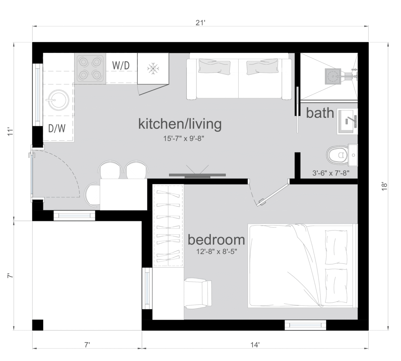 1 Bedroom Adu For Rent